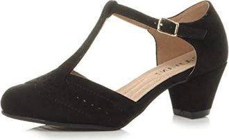 Ajvani Femmes Talon Moyen découper Chaussures Richelieu Escarpins Pointure 8 - Daim Noir - 41 EU