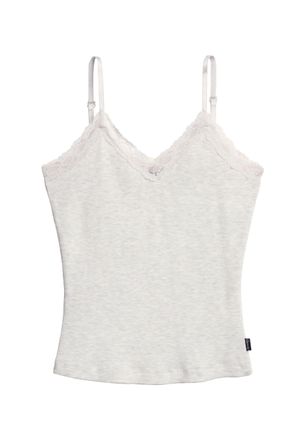 Superdry Damen Athletic Essential Lace Trim Cami Top Helles Eisblau Meliert 6-8