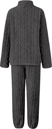 Generic Ensemble de vêtements de détente moelleux pour femme - Pyjama 2 pièces moelleux et décontracté - Pyjama dhiver en peluche - Vêtement de détente en pol