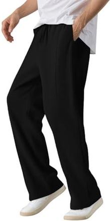 Generic Pantalon de jogging en lin d&eacute;contract&eacute; pour homme, confortable, respirant, l&eacute;ger, coupe d&eacute;contract&eacute;e, couleur unie, pantalon d&eacute;t&eacute; avec poches pour les