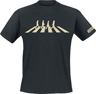 THE ROLLING STONES Rock Off The Beatles Abbey Road Silhouette - T-Shirt - Coupe Droite - Col Rond - Manches Courtes - Homme - Noir - Medium (Taille Fabricant: Medium)