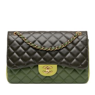 Chanel Tricolour Jumbo Lambskin Double Flap Bag