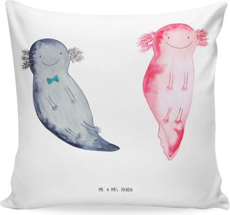 Mr. & Mrs. Panda Zierkissen Axolotl Freundin - Geschenk, Ehemann, Sofakissen, Paar, große Liebe, Valentinstag, verliebt, Lurch, Sofakissen 40x40