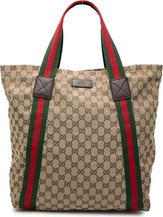 Gucci Shopper - GG Canvas Web Tote - Gr. unisize - in Braun - f&uuml;r Damen