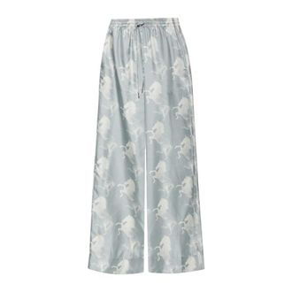 Stella McCartney Seidenhose mit Pferdeprint - - Trousers - Damen - Grau - S