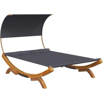 Les Tendances Hamac avec auvent 165x203x126 Bois courb&eacute; massif Anthracite