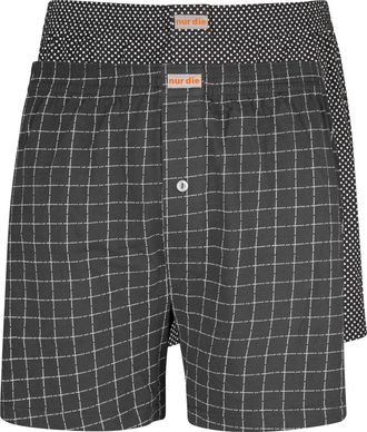 Nur Die 2er Boxershorts Weite lockere Passform 100prozent Baumwolle Pyjama Shorts Doppelpack Unterw&auml;sche Unterhosen Herren klassisch