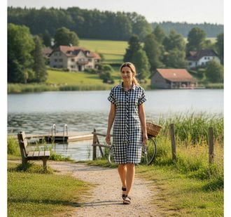 Ringella Sommerkleid - Kariertes Hemdblusenkleid aus leichter Webware Hergestellt aus reiner Baumwolle