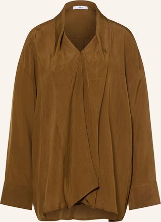 Eleh Eleh Oversized-Schluppenbluse braun