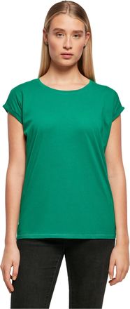 Build Your Brand Damen T-Shirt Ladies Extended Shoulder Tee, lang geschnittenes T-Shirt für Frauen, Baumwolle, Forest Green, 4XL