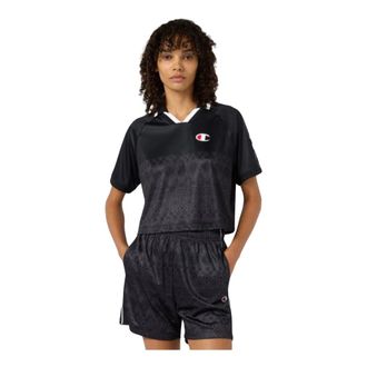 Champion Femme, Sport, Noir, Taille: 36 FR T-shirt bicolore col en V