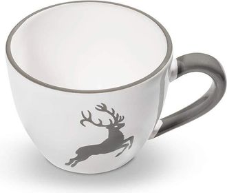 Gmundner Keramik Teetasse Maxima F&uuml;llmenge : 0.4 Liter grauer Hirsch Geschirr, handgemacht in &Ouml;sterreich