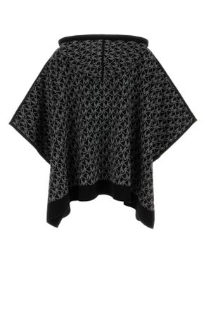 Michael Kors Womens Embroidered Wool Blend Poncho Blackwhite Exterior: Nyon Elastane Cappotti Coat