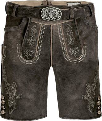 Almbock Trachten Lederhose Herren - Bayrische Tracht Herren Wildbock (100% Wildleder) - Trachtenlederhose Herren braun Used in Gr. 50