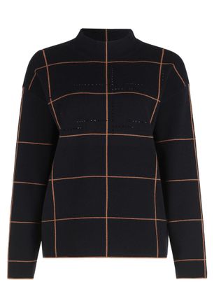 Betty Barclay Damen Strickpullover Langarm Patch Black/Brown,40