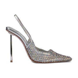 Le Silla Femme, Chaussures, Gris, Taille: 37 1/2 EU Slingback gioiello Scollo quadrato Tacco a stiletto 120 mm