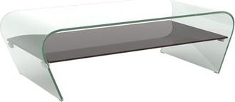 Vente-Unique Table Basse - Verre trempé - Tablette Noire laquée - Kelly