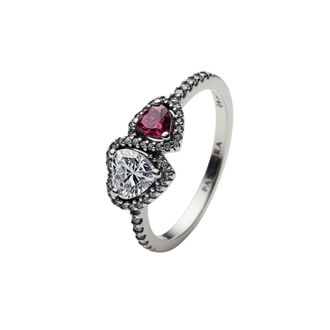 Pandora Femme, Accessoires, Gris, Taille: 58 MM Bague Coeurs en Argent Zirconia