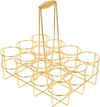 BESPORTBLE DOITOOL Einfacher Bierflaschenkorb Praktischem Griff Handlicher Tr&auml;ger f&uuml;r Ktv und Bar Stabiler Flaschenhalter in Gold zum Aufbewahren und Transportie