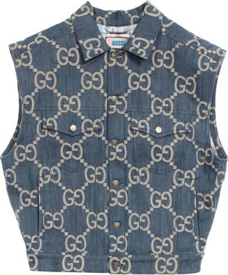 Gucci gilet en jean Jumbo GG (années 2010) - Bleu