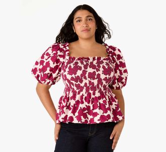 Kate Spade New York Rosy Florets Top Mit Puff&auml;rmeln