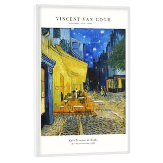 artboxONE Poster mit weißem Rahmen 45x30 cm Städte Van Gogh - Caféterrasse am Abend - Bild Van Gogh