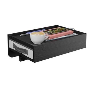 Relaxdays Nachttisch klemmbar, Bambus, HBT: 14x37x26,5 cm, Schublade, Getränkehalter, Bettablage zum Einhängen, schwarz