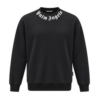 Palm Angels SweaT-shirt &agrave; col rond avec logo sur le col - Homme - Sweatshirts et sweats &agrave; capuche - Noir - Taille: XL