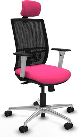 Piqueras y Crespo Computerstuhl Rosa Yunquera mit wei&szlig;en und schwarzen Armlehnen, h&ouml;henverstellbare Lendenwirbelst&uuml;tze und h&ouml;henverstellbares Kopfteil, Schwarz/Rosa