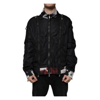 Dolce & Gabbana Schwarze Nylon Bomberjacke mit Reiverschluss - - Jackets - Herren - Schwarzk - 2XL