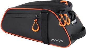 Mosiso Fahrradträger Tasche, 8L Wasserdicht Fahrrad Hinten Gepäckträger mit Orange Zuglaschen, Fahrrad Rücksitz Tasche Sattel Gepäcktaschen mit Schulterrieme