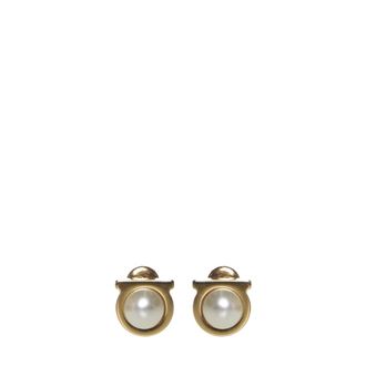 Ferragamo Femme, Accessoires, Jaune, Taille: ONE Size Gancini Pearl Earrings