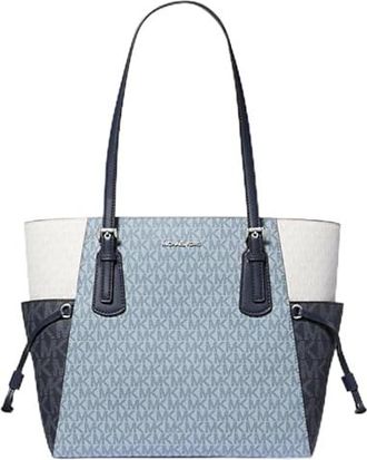 Michael Kors Michael Michael Kors Voyager Grand sac fourre-tout en cuir Saffiano, Admirl Multi, 6.25W x 11H x 11.5D, Charm Grand bandouli&egrave;re Nord/Sud