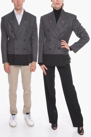 Maison Margiela UNISEX MM4 Zweireihiger Wollblazer mit asymmetrischem Saum Maison Margiela