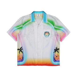 Casablanca Chemise Manches Courtes Imprim&eacute; Palmier D&eacute;grad&eacute; en Soie - Homme - Chemises - Blanc - Taille: M
