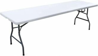 Levante Table pliante pliable en valise en r&eacute;sine blanche, structure en fer, 240x70x74 cm
