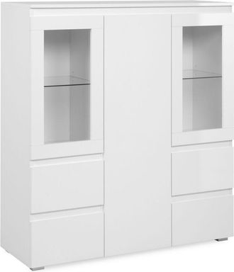 M&S Collection Argentier 4 portes 4 tiroirs 116x41,1x125,7 cm blanc brillant - MALIO