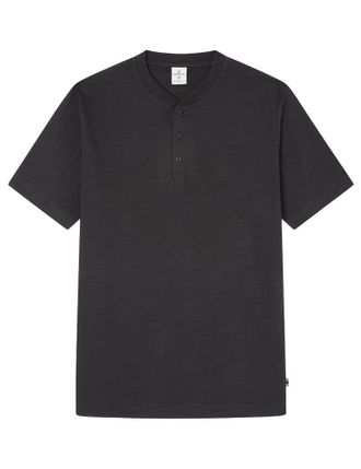 Springfield Reconder Henley Slub T-Shirt für Herren, Standardschwarz, XL