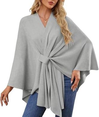 Generic Ch&acirc;le - Couverture ouverte sur le devant, ch&acirc;les et enveloppes, ch&acirc;le &eacute;l&eacute;gant, cape ch&acirc;le, poncho cardigan pour robes de soir&eacute;e, gris, Refer to descri