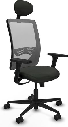 Piqueras y Crespo Schwarzer PC-Stuhl Zulema mit 3D-Armlehnen, h&ouml;henverstellbarer Lendenwirbelst&uuml;tze und festem Kopfteil, ausgestattet mit 3-fach Sincro und Schneidescha