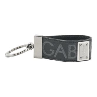 Dolce & Gabbana Homme, Accessoires, Noir, Taille: ONE Size Porte-cl&eacute;s en cuir de veau avec &eacute;tiquette logo