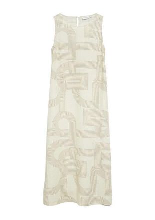 Comma Midikleid Kleid Midikleid aus Leinenmix mit Seitenschlitzen und Eingrifftaschen