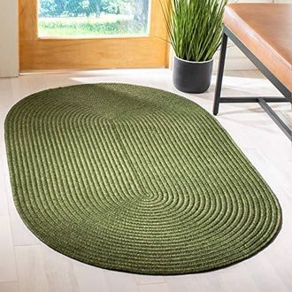Safavieh Zeitgen&ouml;ssische Teppich f&uuml;r Wohnzimmer, Esszimmer, Schlafzimmer - Umkehrbar - Braided Collection, Kurzer Flor, Gr&uuml;n, 90 x 150 cm