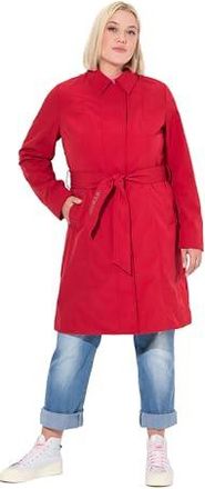Ulla Popken Hyprar Softshell-Trenchcoat, Wasserabweisend, G&uuml;rtel Manteaux, Salsa, 54-56 Femmes