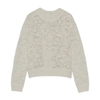 Ermanno Scervino Pull en maille macram&eacute; &agrave; col rond - Femme - Pulls - Beige - Taille: 38 FR