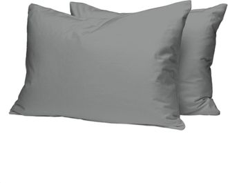 Pizuna Luxuri&ouml;ser Soft-Satin 2er Pack Kissenbezug 50 x 75 cm Dunkel Grau, 400 Fadenzahl Baumwolle Kissenbez&uuml;ge, 100% Langstapel Baumwolle Nur Kissenbezug (Du