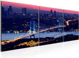 Runa Art Bilder Istanbul Türkei 120 x 40 cm 3 Teilig Wandbild auf Vlies Leinwand Blau Mehrteilig Modern 603833a