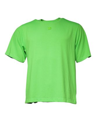Dolce & Gabbana Mens Green Logo Round Neck Short Sleeves T-Shirt Polyester