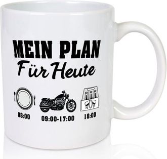 Generic Mein Plan für heute | Frühstück | Motorrad | Trinken - Tasse Weiss - Kaffeetasse/Geschenk/Familie