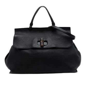 Gucci Pre-owned Sac bandouli&egrave;re Daily en bambou grand mod&egrave;le - Femme - Pre-owned - Noir - Taille: ONE Size